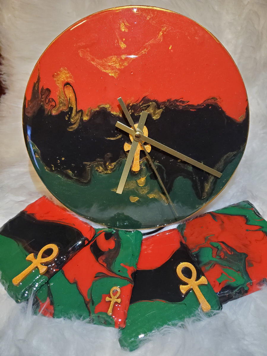 Custom 9" Clock - Pan African + Ankh – Make Mine Mine